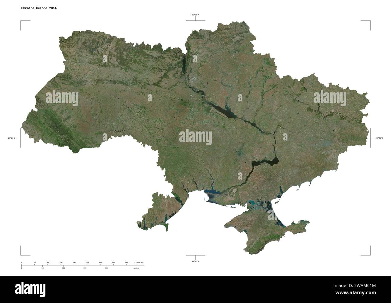 Shape of a high resolution satellite map of the Ukraine before 2014 ...