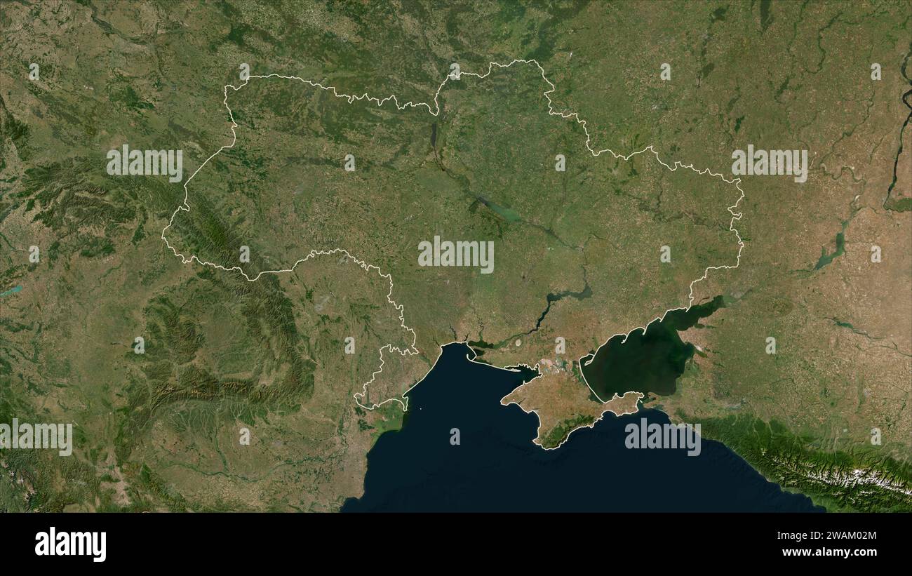Ukraine before 2014 outlined on a low resolution satellite map Stock ...
