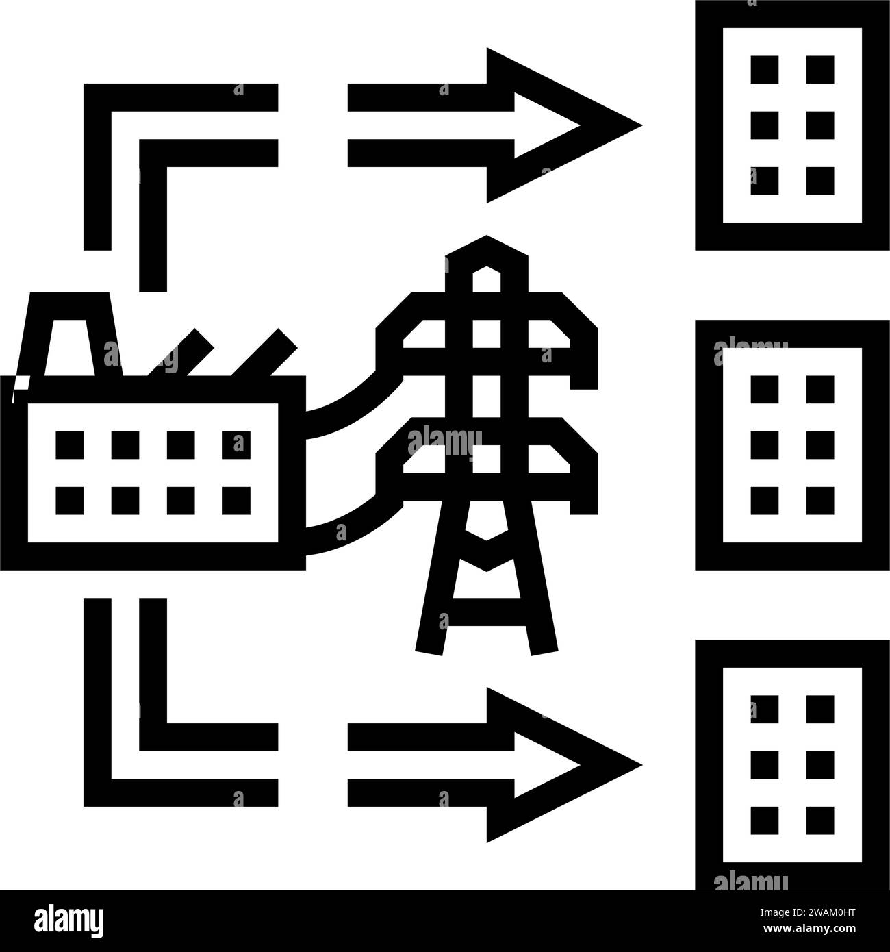 power distribution electric grid line icon vector illustration Stock ...