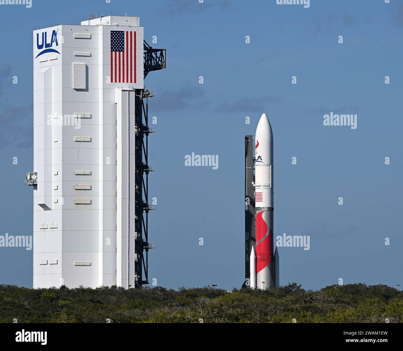 Cape Canaveral, Florida, USA. 5th Jan 2024. A United Launch Alliance (ULA) Vulcan rocket rolls ...