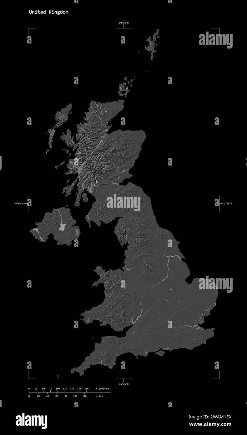 Shape of a Bilevel elevation map with lakes and rivers of the United ...