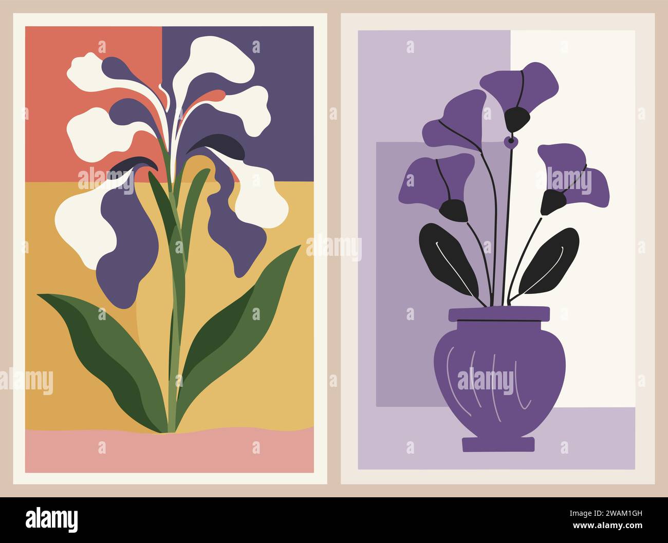 Set of abstract January Birth month flower posters Stock Vector Image ...