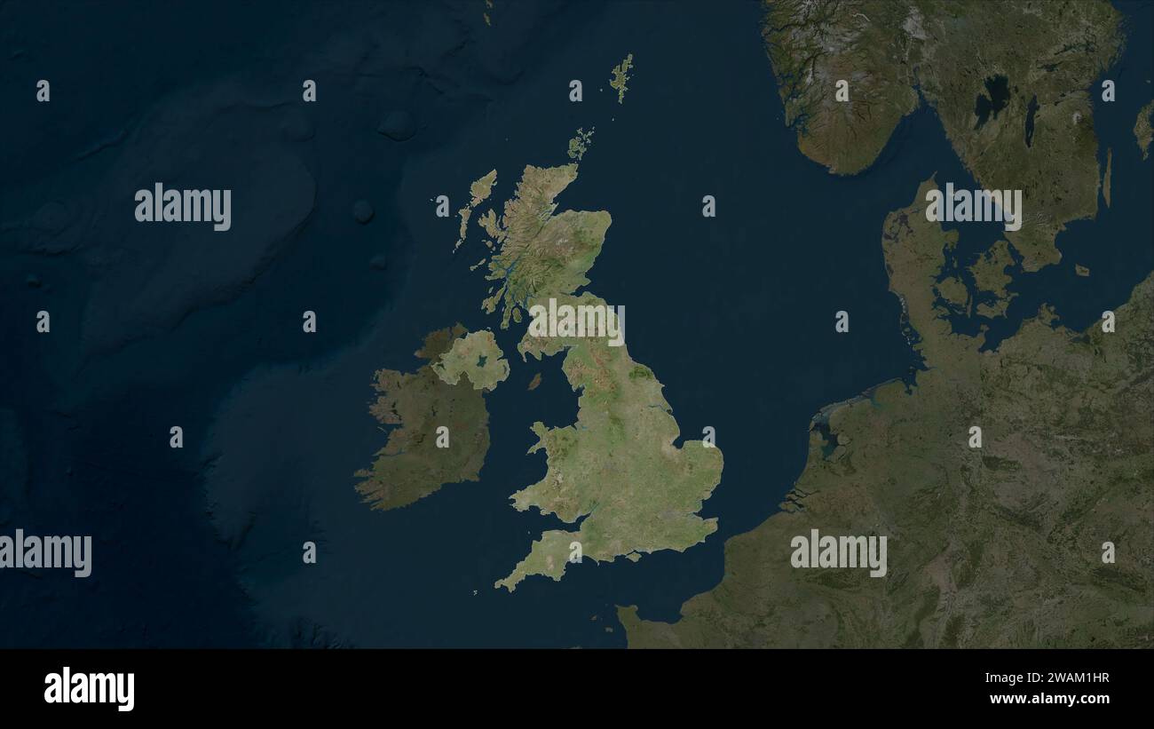 United Kingdom highlighted on a high resolution satellite map Stock ...