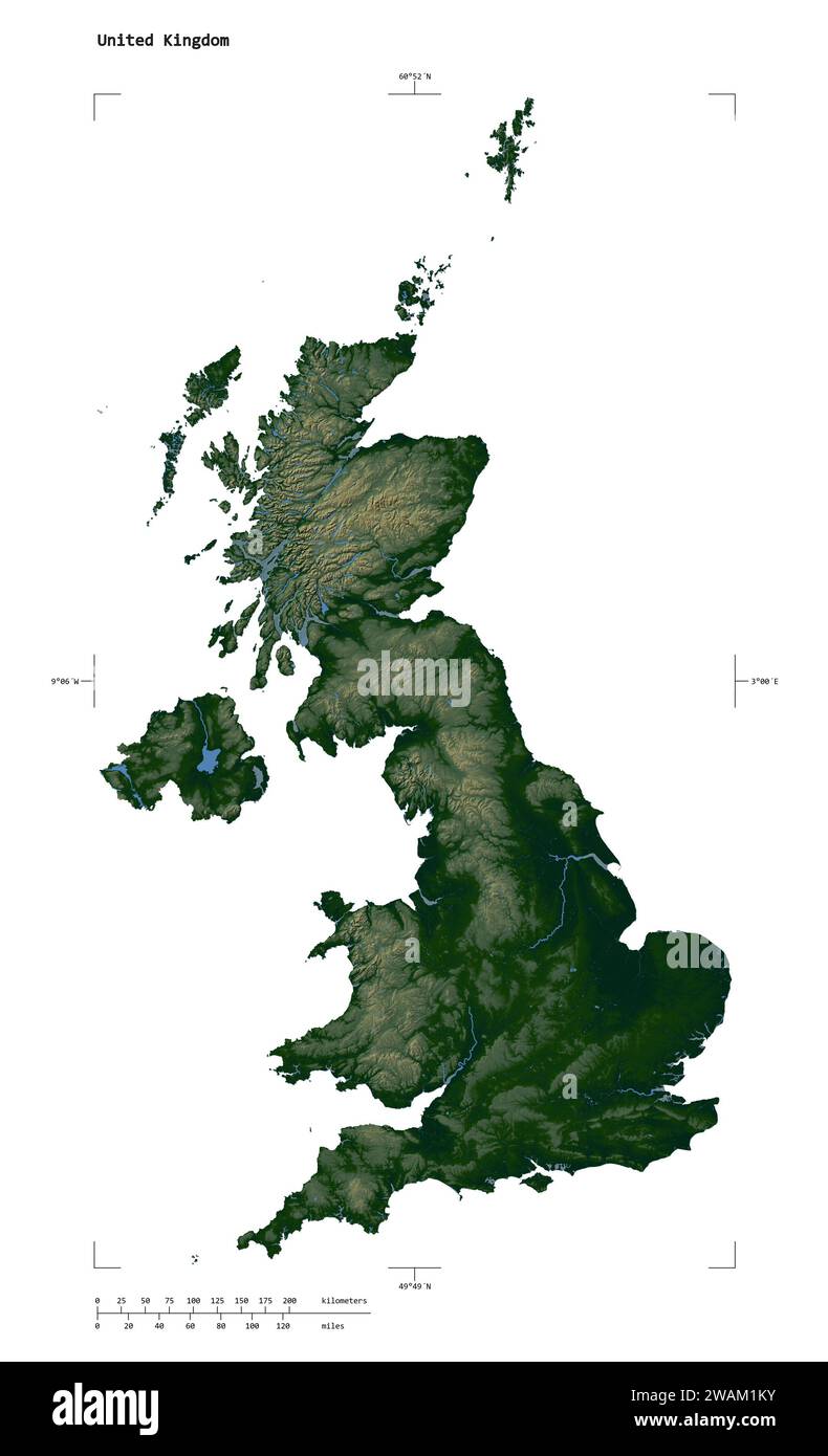 Shape of a Colored elevation map with lakes and rivers of the United ...