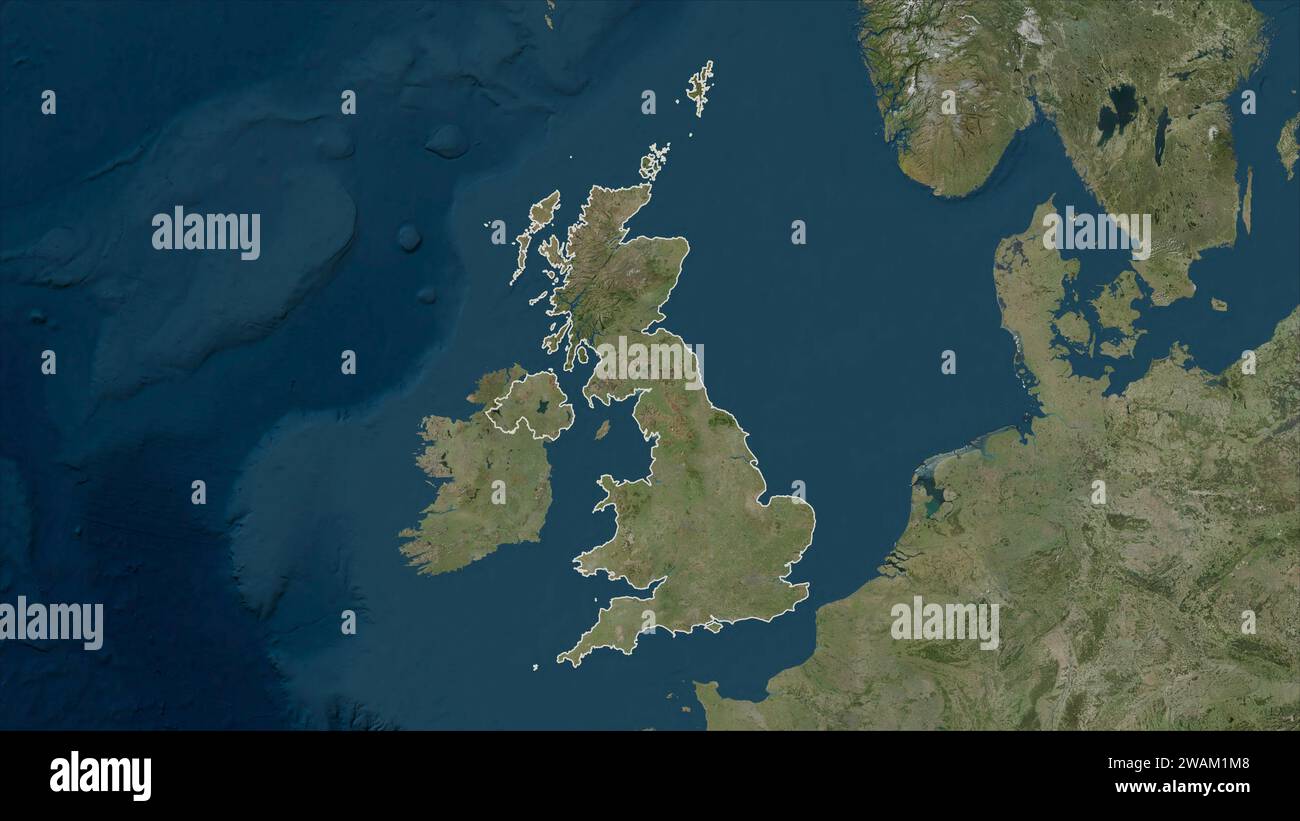 United Kingdom outlined on a high resolution satellite map Stock Photo ...