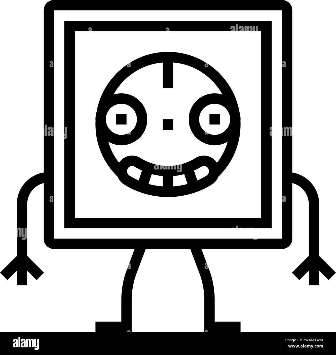 electrical socket character line icon vector illustration Stock Vector ...