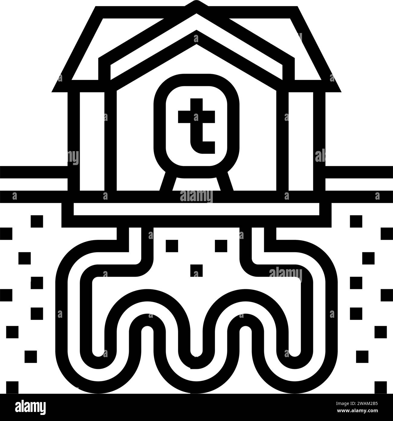 heat exchange geothermal energy line icon vector illustration Stock ...