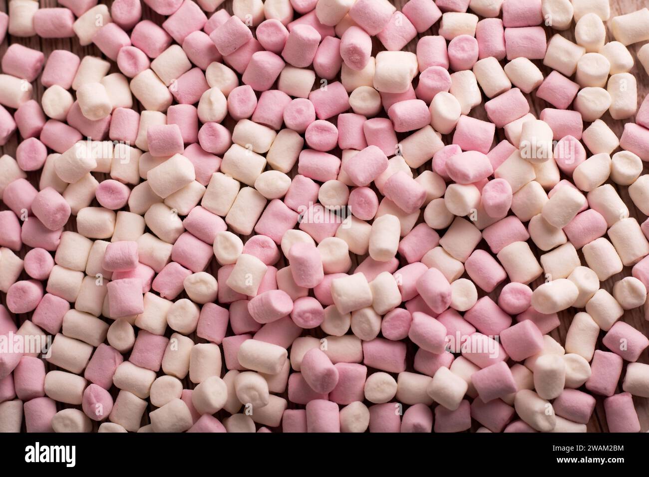 photo sweet dessert, lots of white and pink marshmallow, top view snack ...