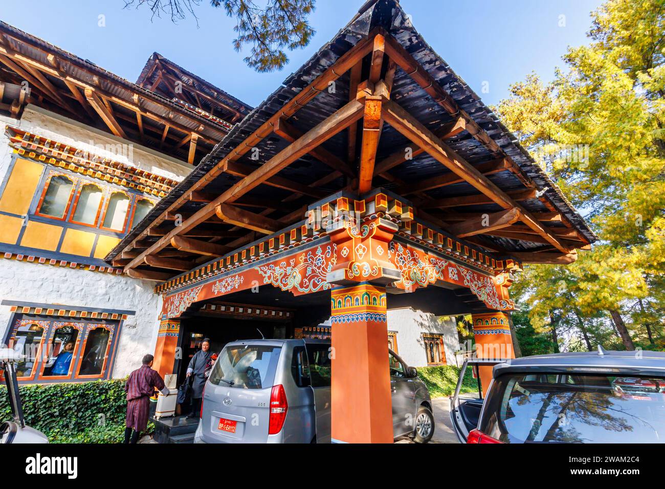 The COMO Uma Paro Hotel and entrance in Paro, Bhutan Stock Photo - Alamy