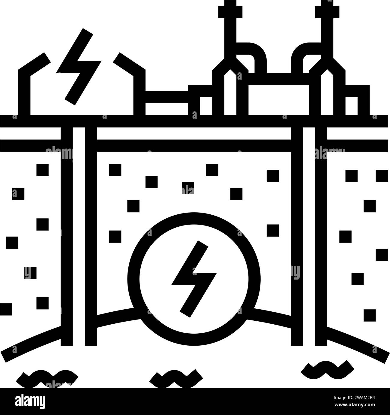 electricity geothermal energy line icon vector illustration Stock ...