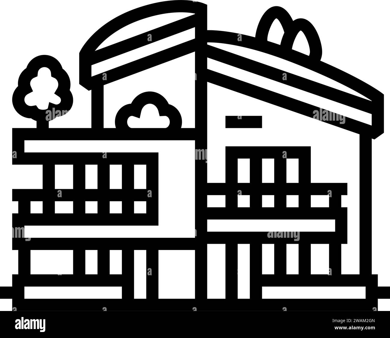 eco friendly architecture green building line icon vector illustration ...