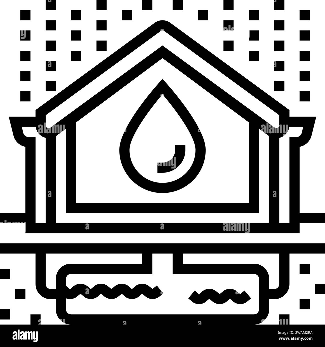 rainwater harvesting green building line icon vector illustration Stock ...