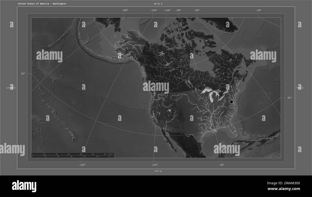 United States of America highlighted on a Grayscale elevation map with ... United States of America highlighted on a Grayscale elevation map with ...