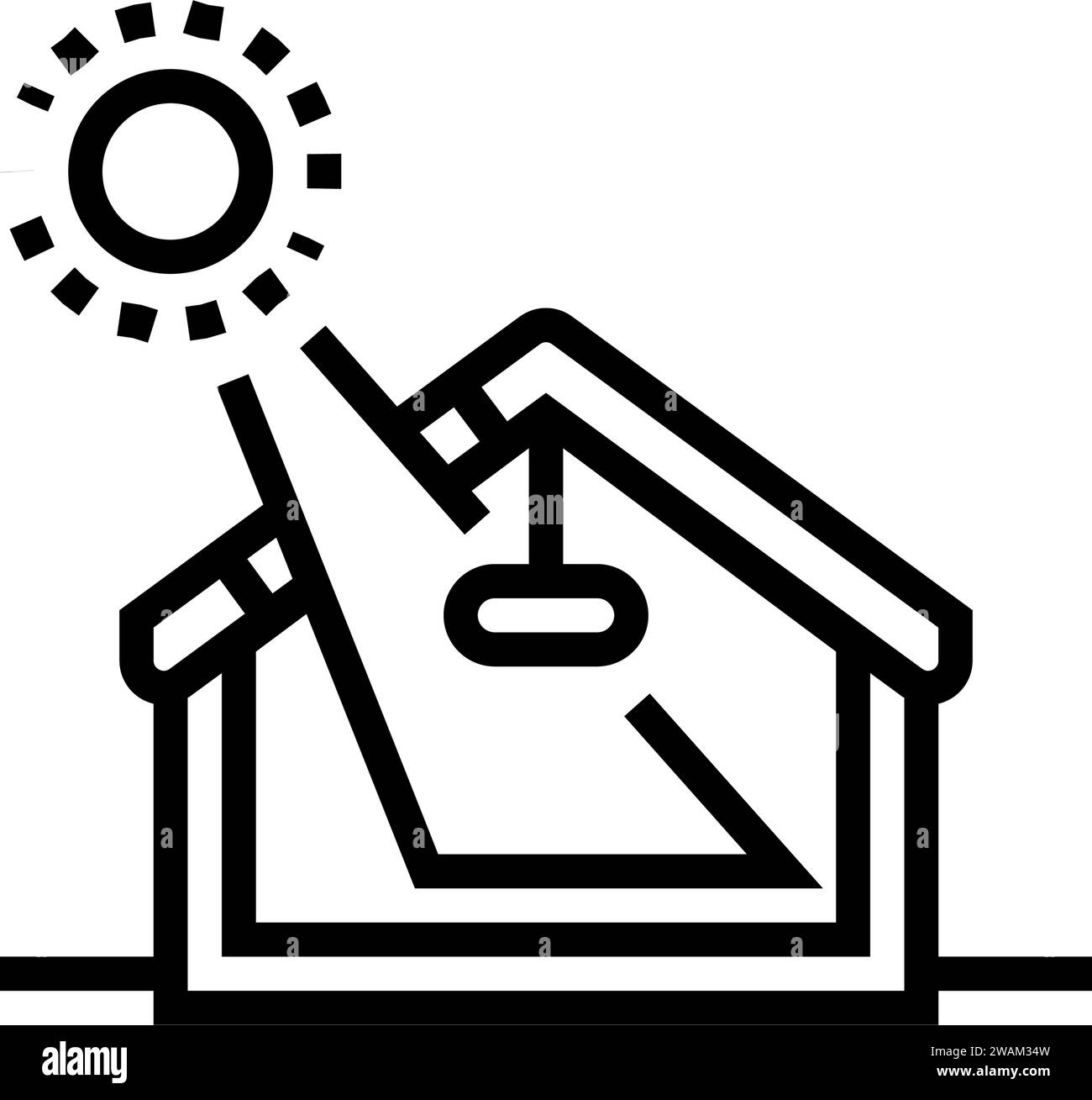 daylight harvesting green building line icon vector illustration Stock ...