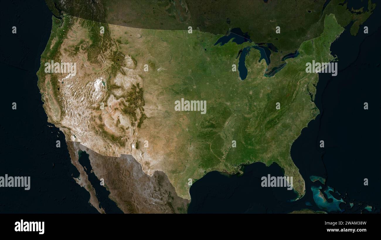 United States of America, mainland highlighted on a low resolution ...