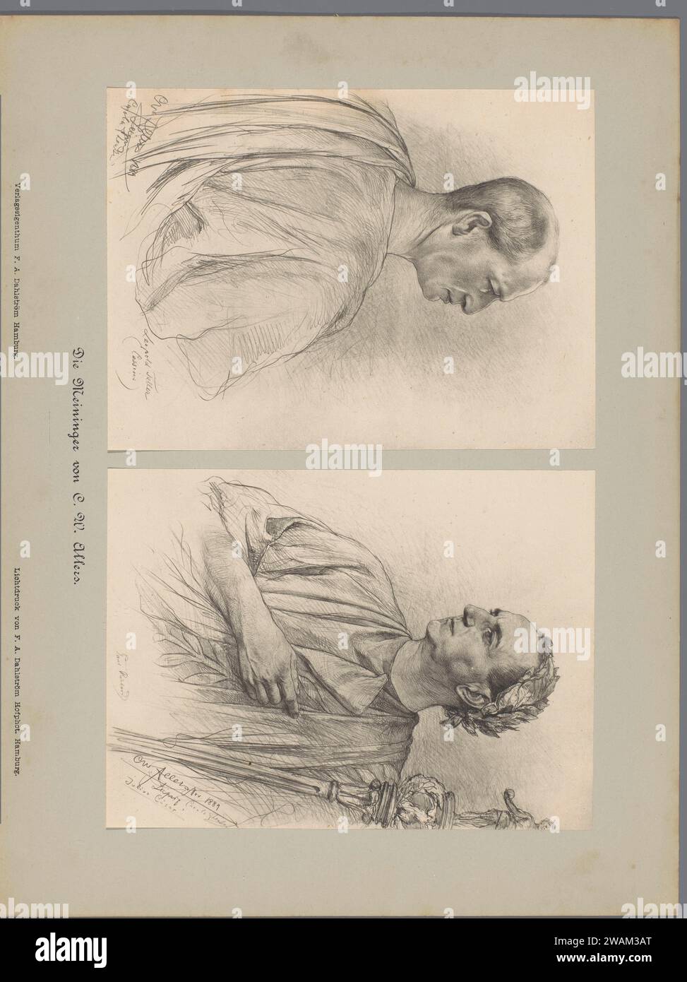 Two photo productions of drawings, representing a portrait of Leopold ...