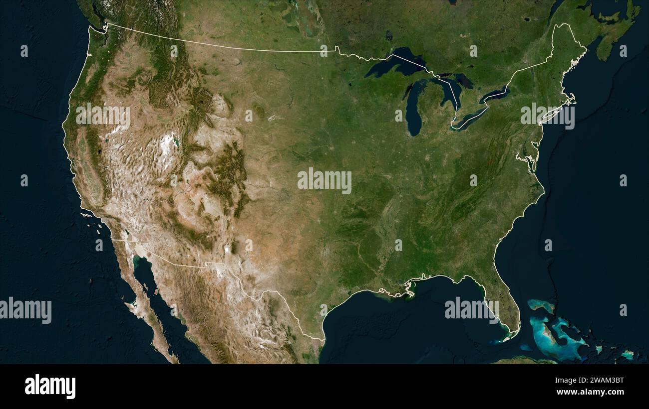 United States of America, mainland outlined on a low resolution ...