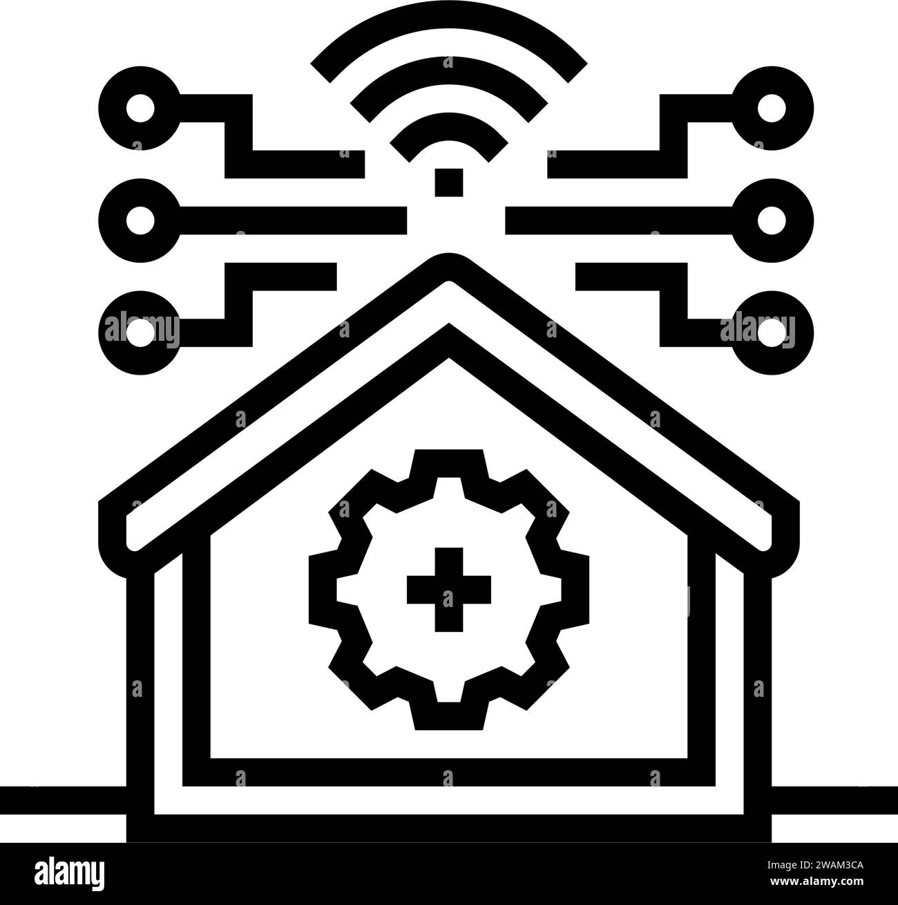 smart technology green building line icon vector illustration Stock ...