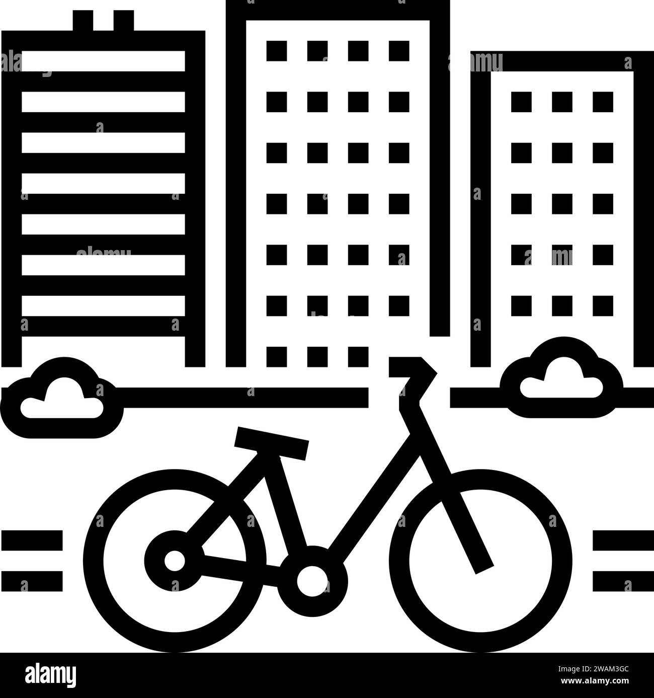 bicycle friendly infrastructure green line icon vector illustration ...