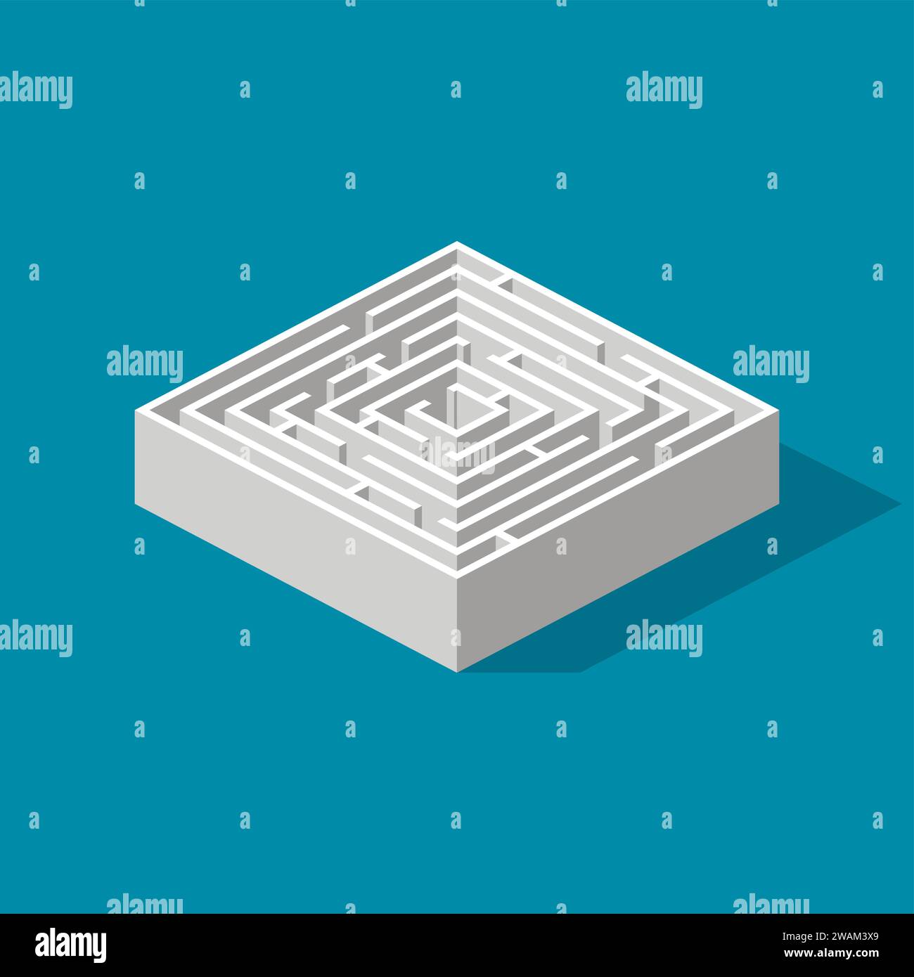 Labyrinth isometric game and maze fun puzzle isolated on blue ... Labyrinth isometric game and maze fun puzzle isolated on blue ...