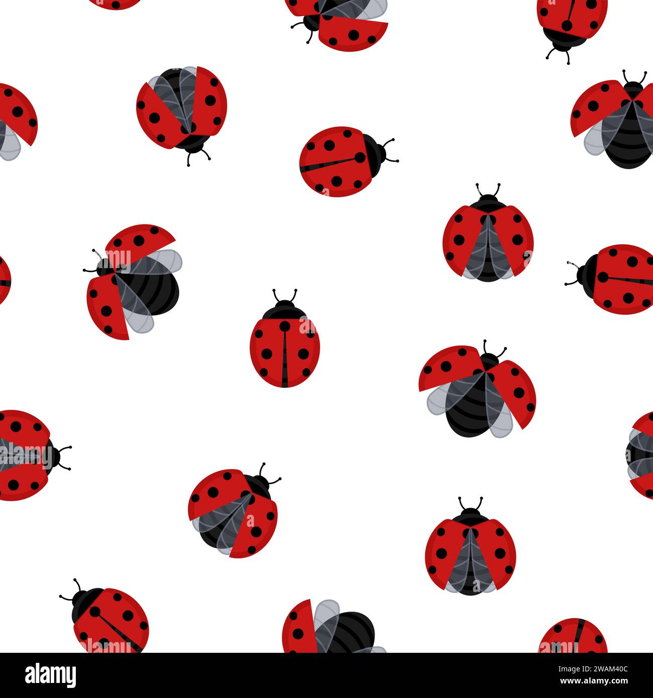 Ladybugs seamless pattern background beetle insect. Vector illustration ...