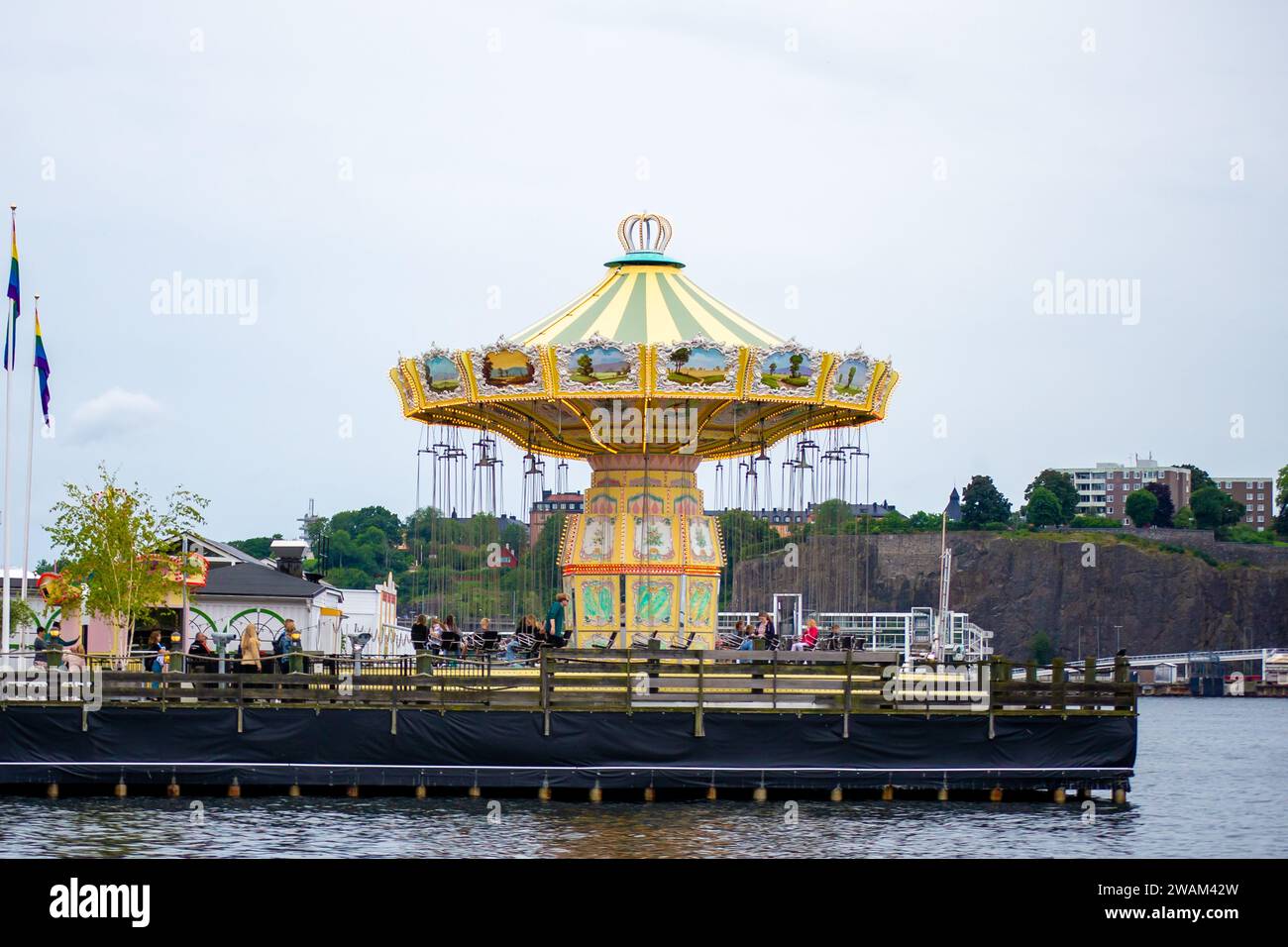 The carnival rides in Grona Lund Amusement Park in Stockholm, Sweden ...