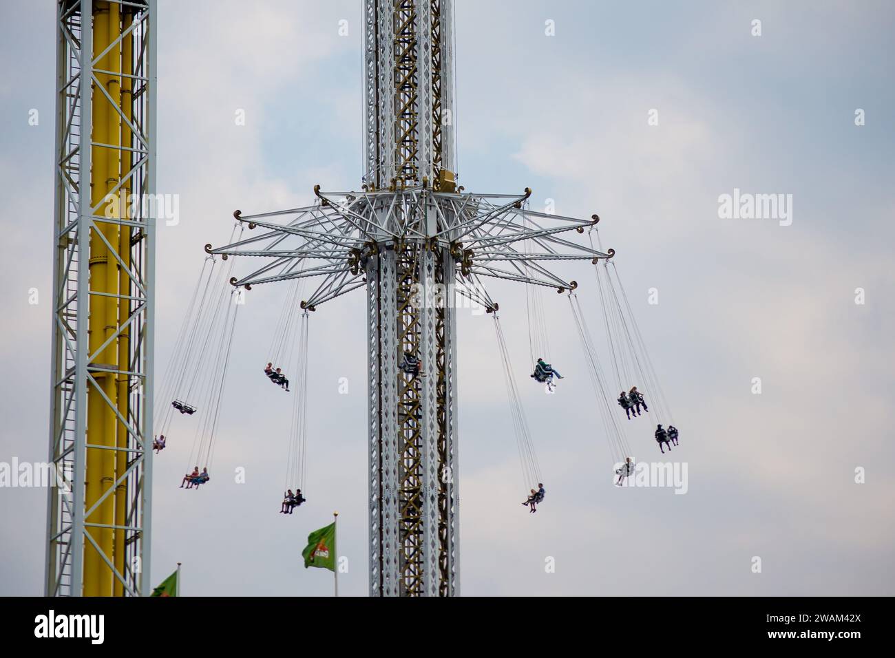 The carnival rides in Grona Lund Amusement Park in Stockholm, Sweden ...
