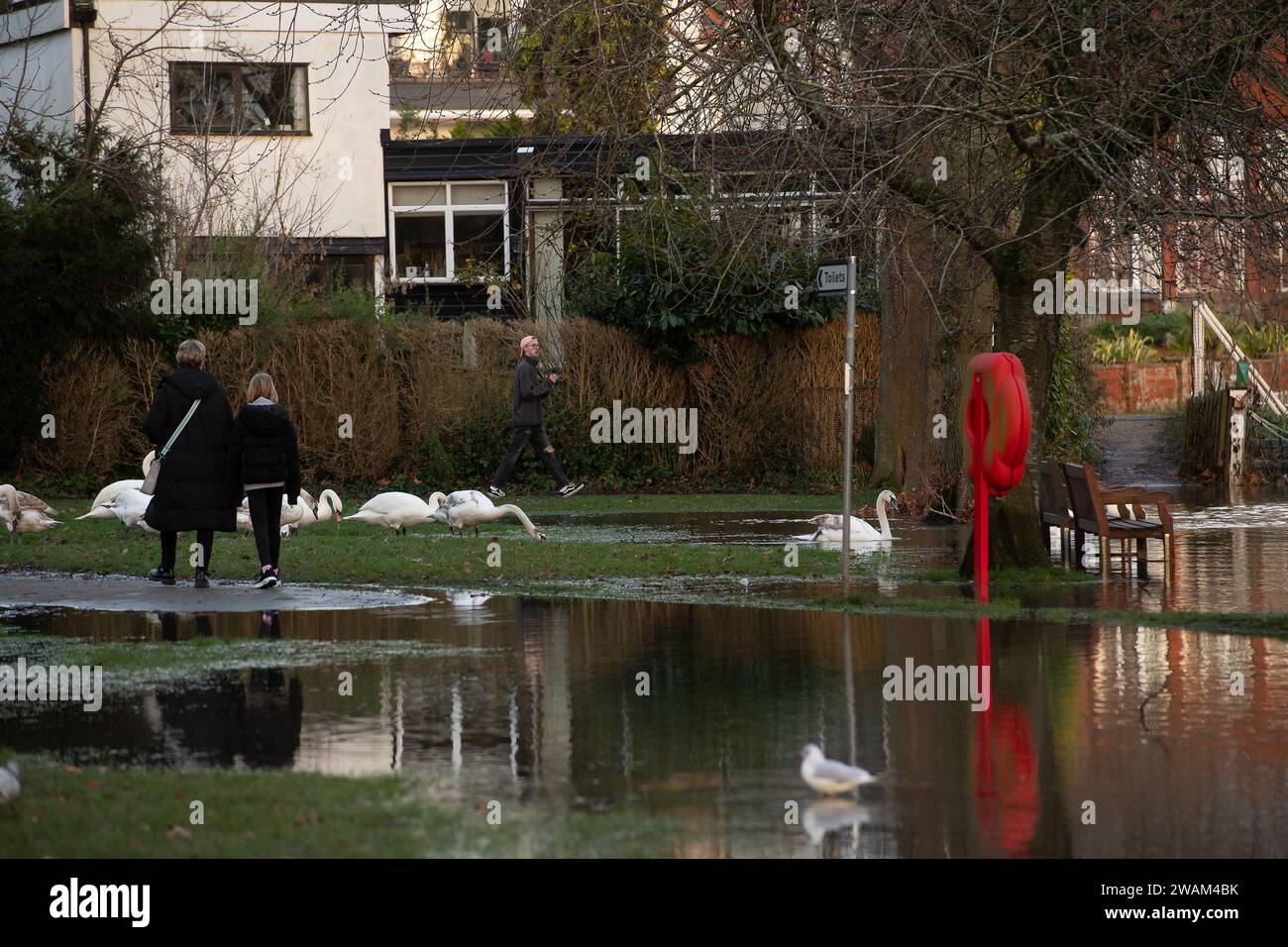 Marlow, UK. 5th January, 2024. The River Thames has burst it's banks in ...