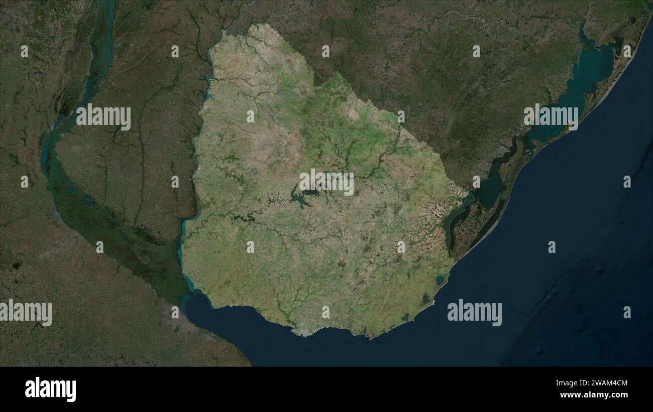 Uruguay highlighted on a high resolution satellite map Stock Photo - Alamy