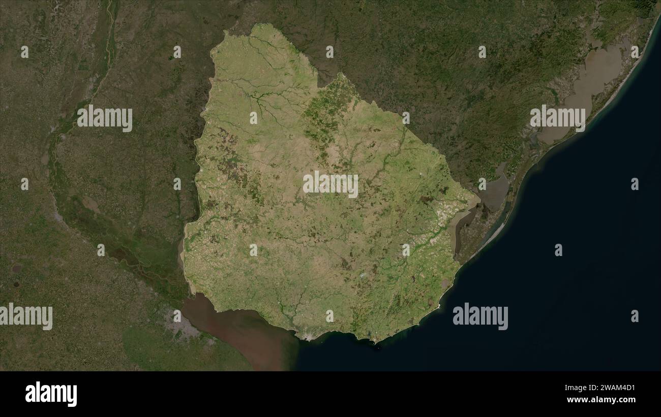 Uruguay highlighted on a low resolution satellite map Stock Photo - Alamy
