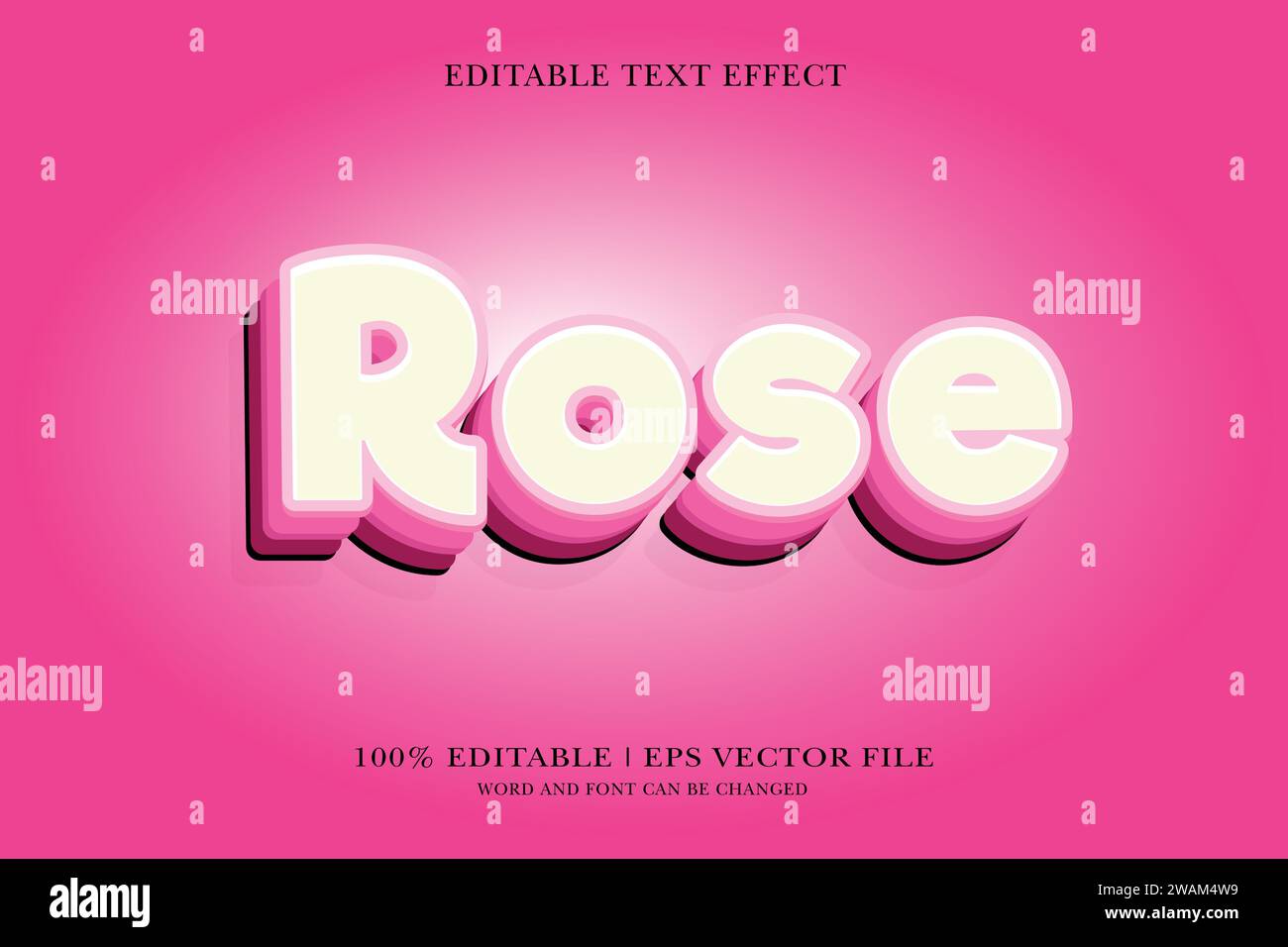 Rose Editable text Effect with 3d vector design Stock Vector Image & Art - Alamy