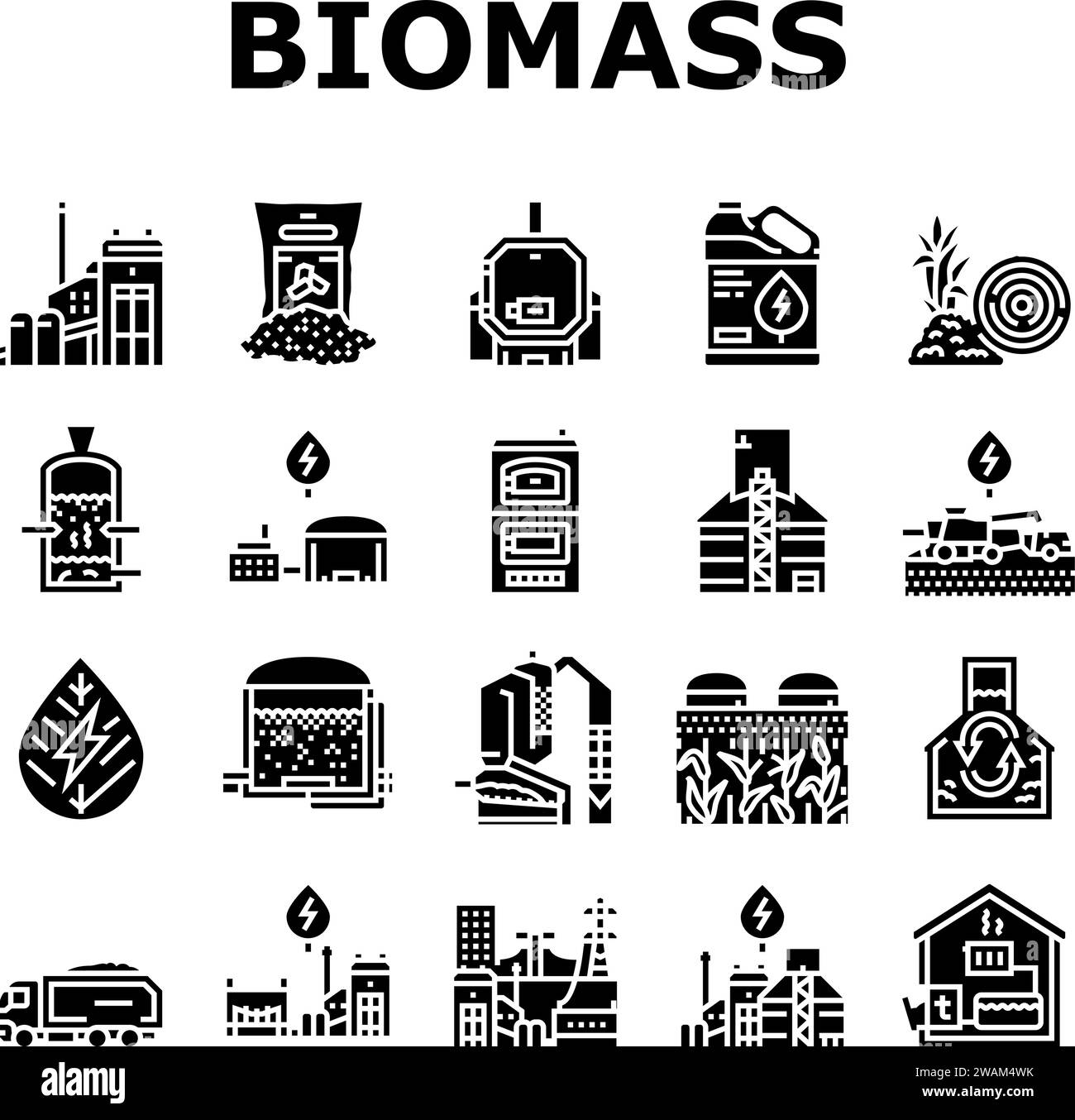 biomass energy plant power icons set vector Stock Vector Image & Art - Alamy
