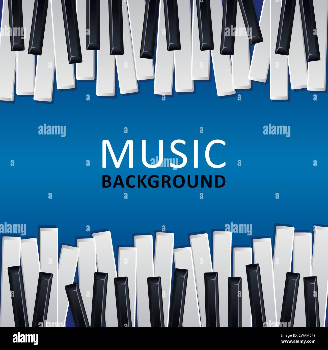 Musical blue background with piano keys and text. Graphic design ...