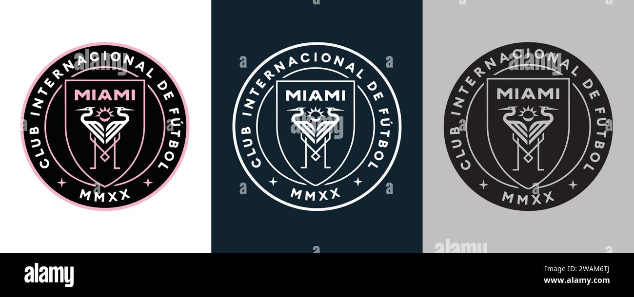 Inter Miami CF Color Black and White 3 Style Logo American professional ...