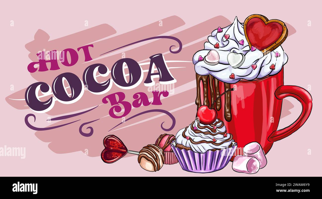 Hot cocoa station banner for design, Christmas cookies, gingerbread ...