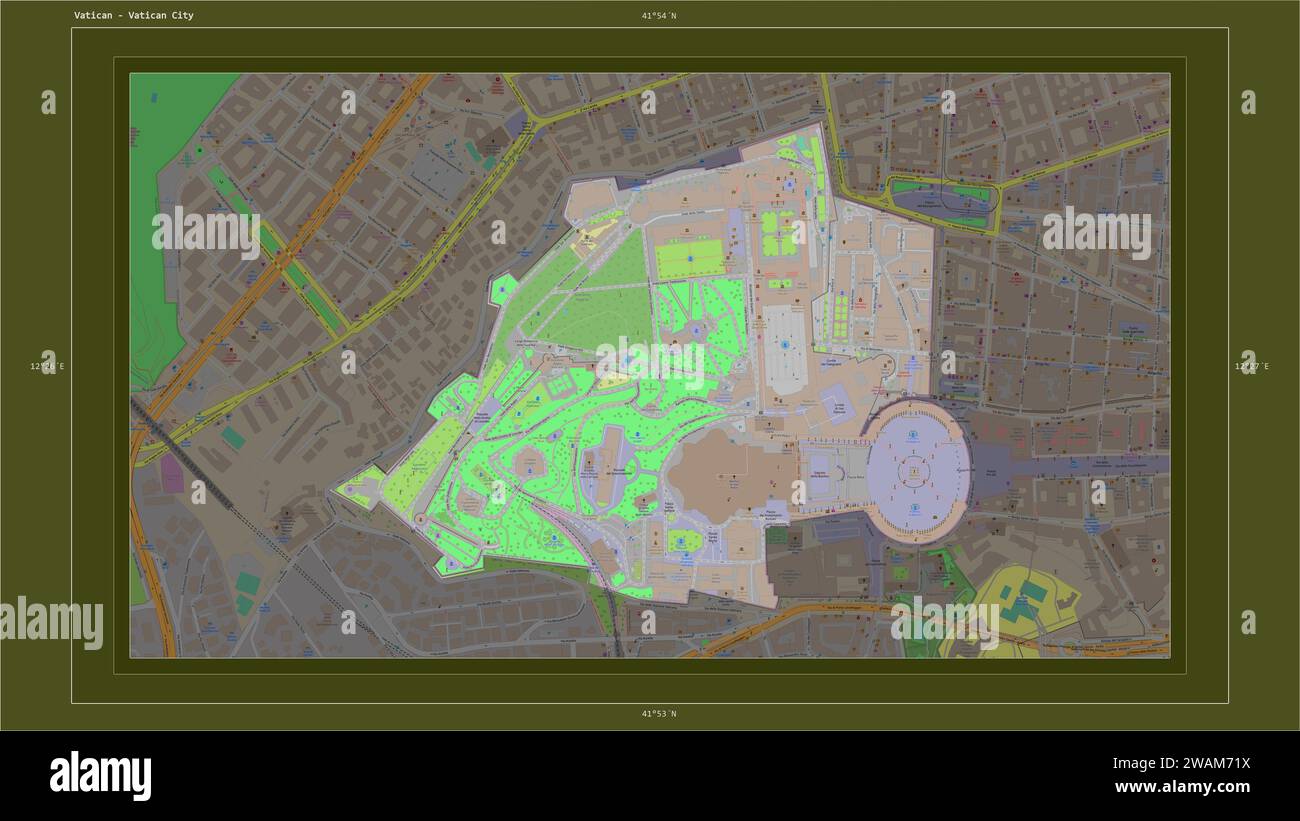 Vatican highlighted on a topographic, OSM standard style map map with ...