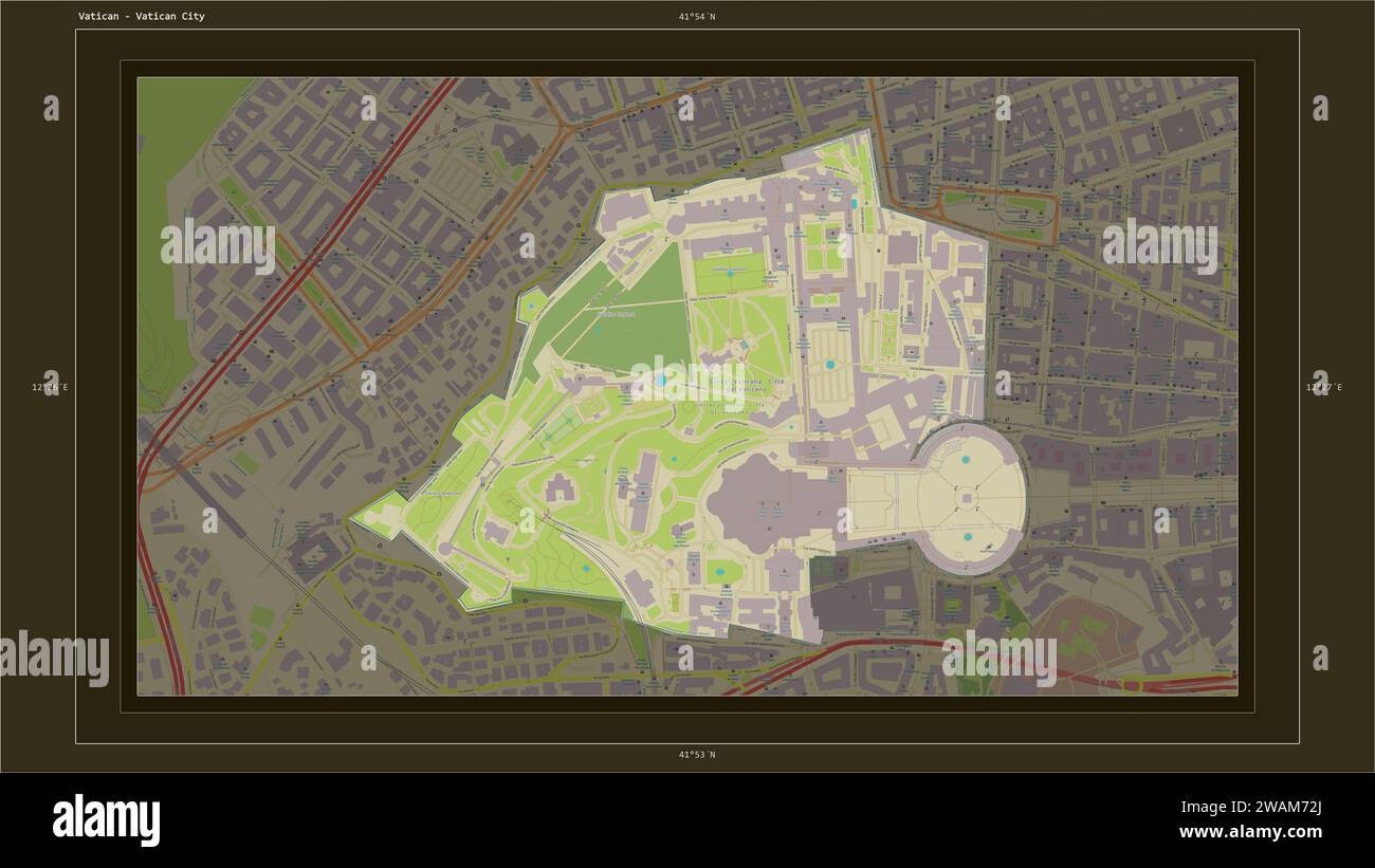 Vatican highlighted on a topographic, OSM Humanitarian style map map ...