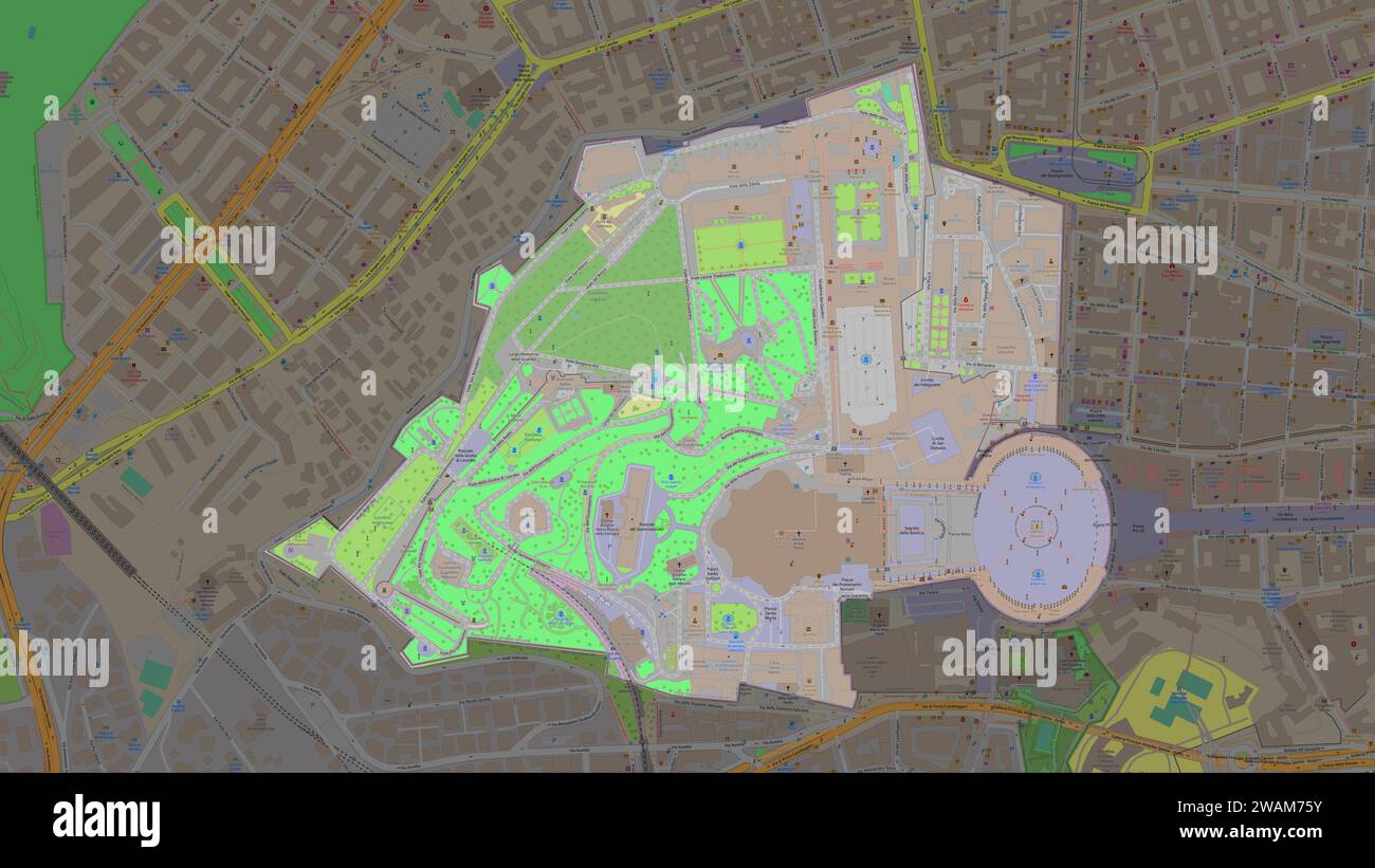 Vatican highlighted on a topographic, OSM standard style map Stock ...