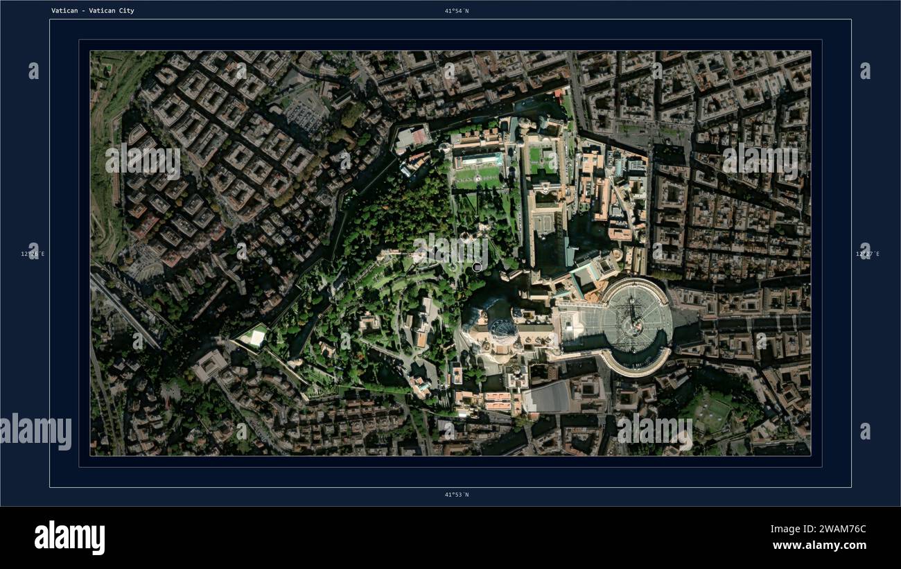 Vatican highlighted on a low resolution satellite map map with the ...