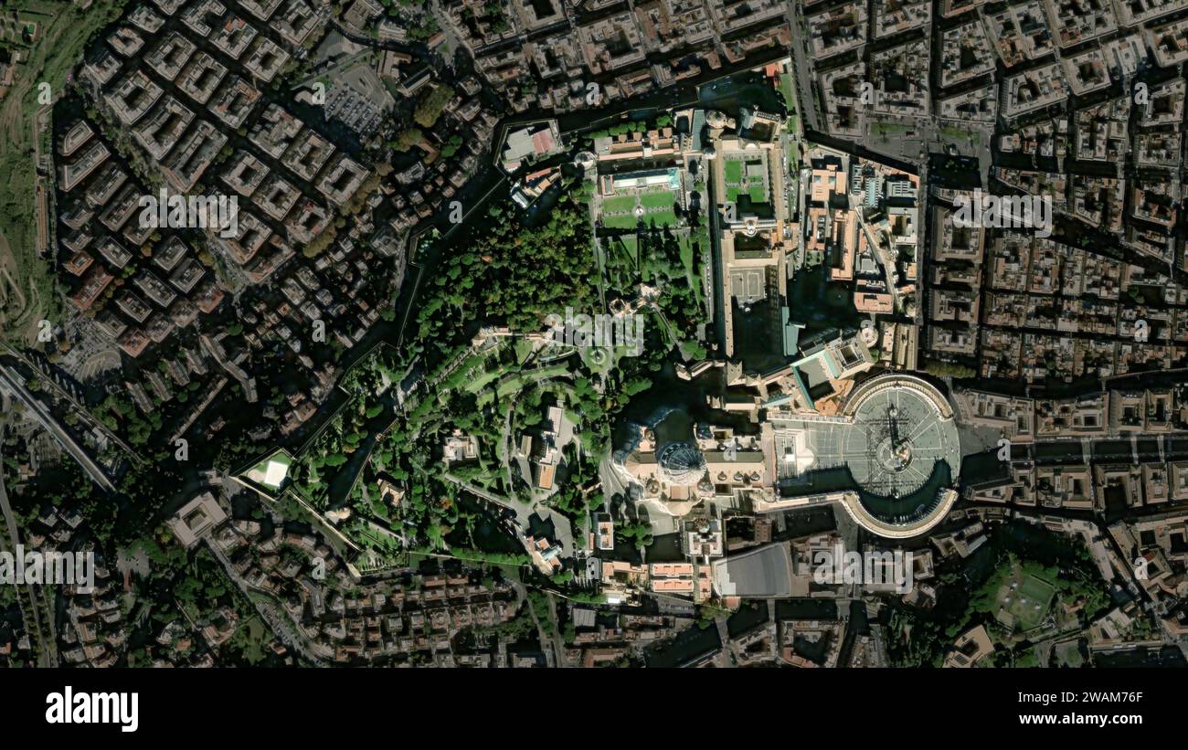 Vatican highlighted on a low resolution satellite map Stock Photo - Alamy