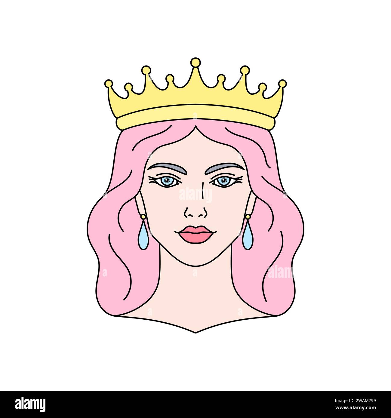 Linear minimalist outline queen Stock Vector Images - Alamy