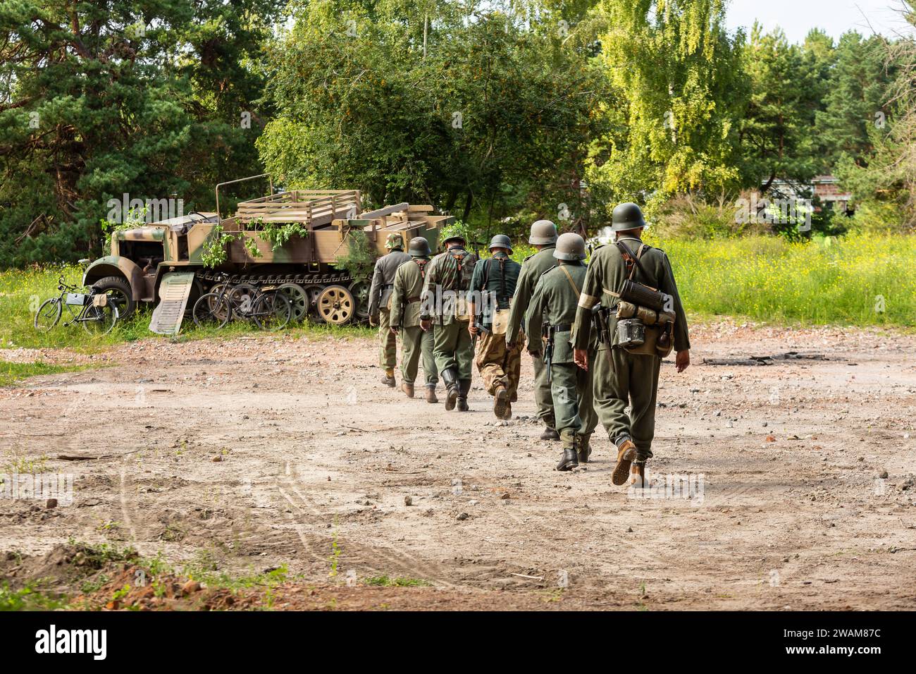 Historical reconstruction. German Infantry soldiers from the World War ...