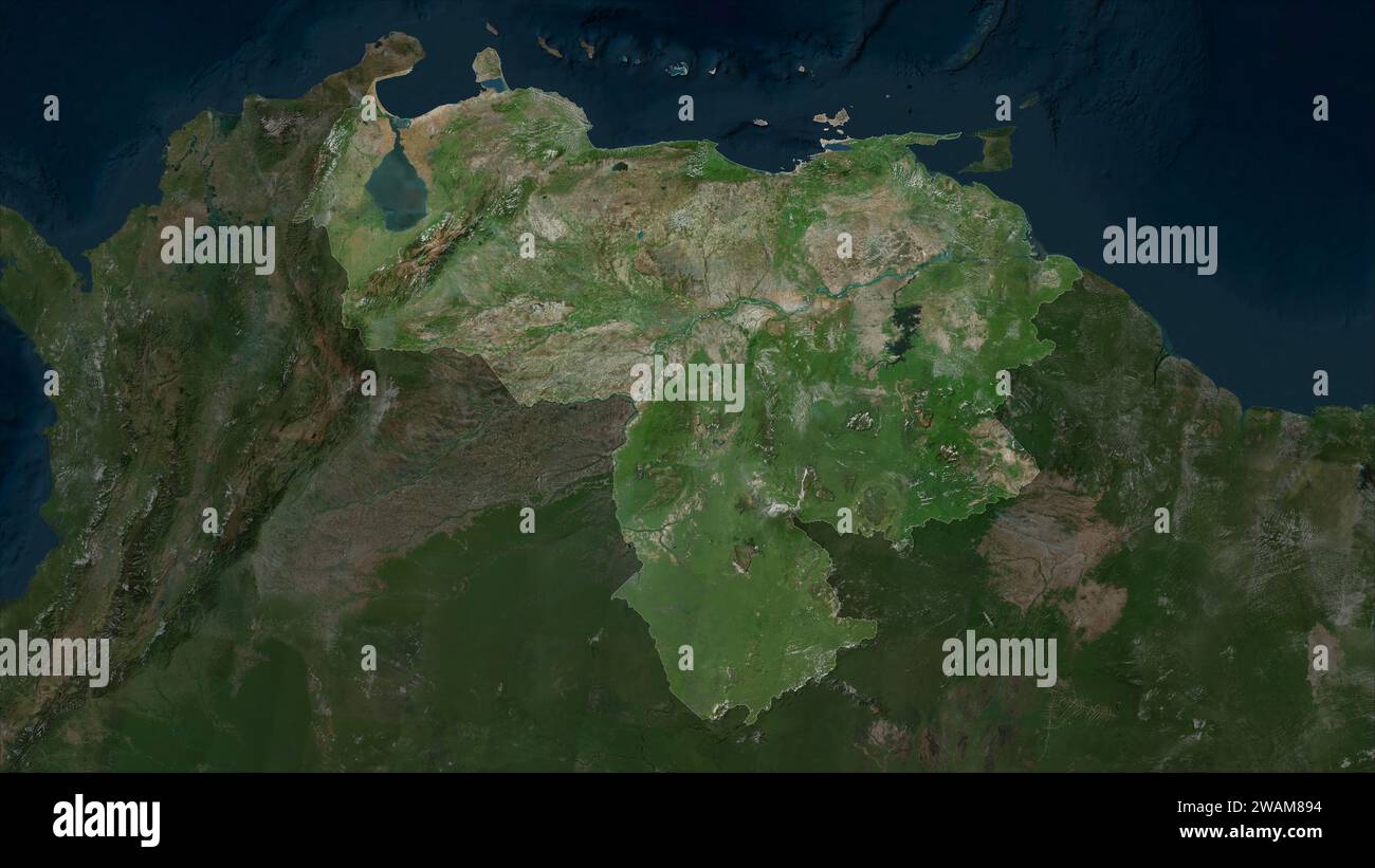 Venezuela highlighted on a high resolution satellite map Stock Photo ...