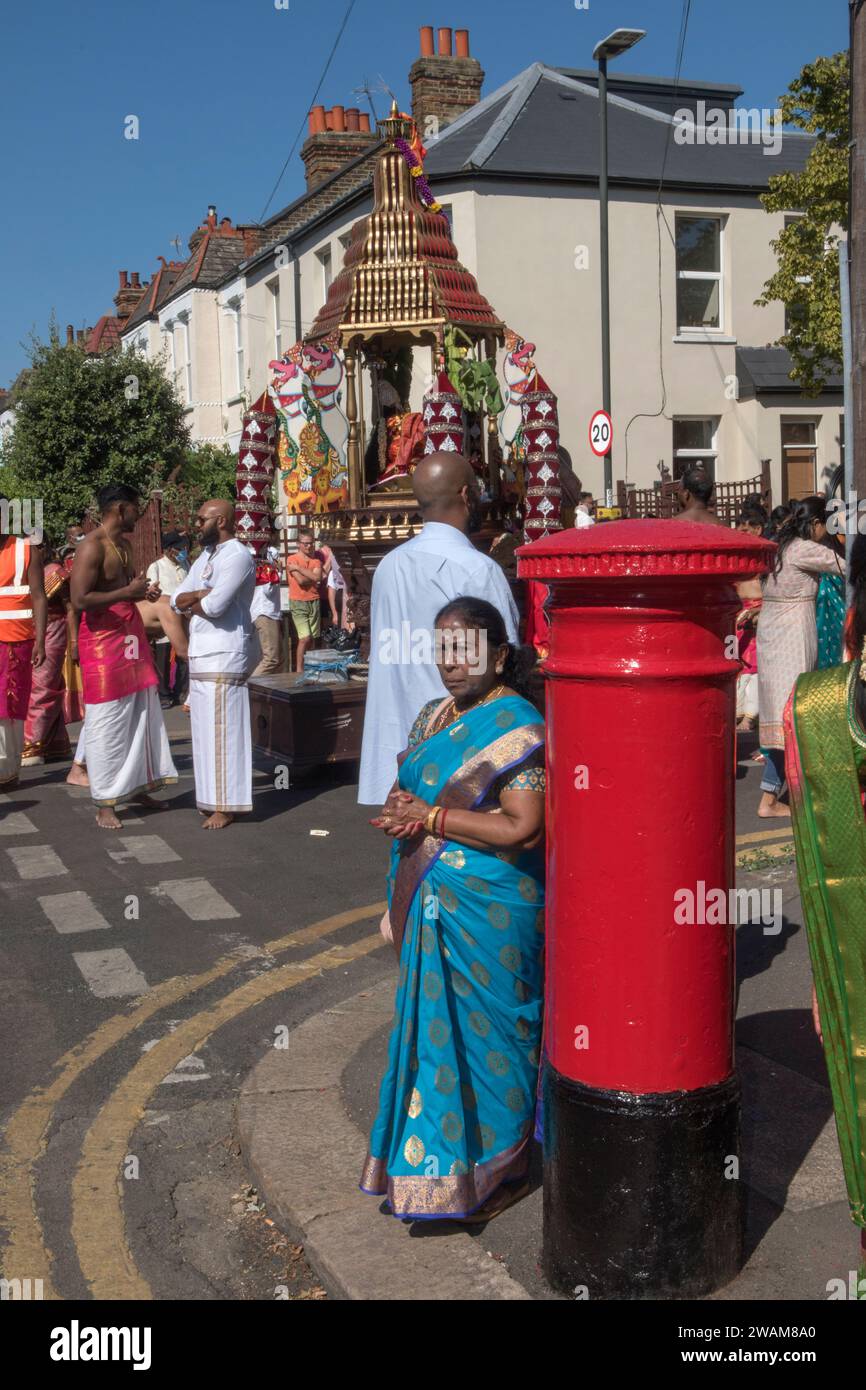 British Hindu women in traditional dress attend the Hindu Ratha Yatra ...