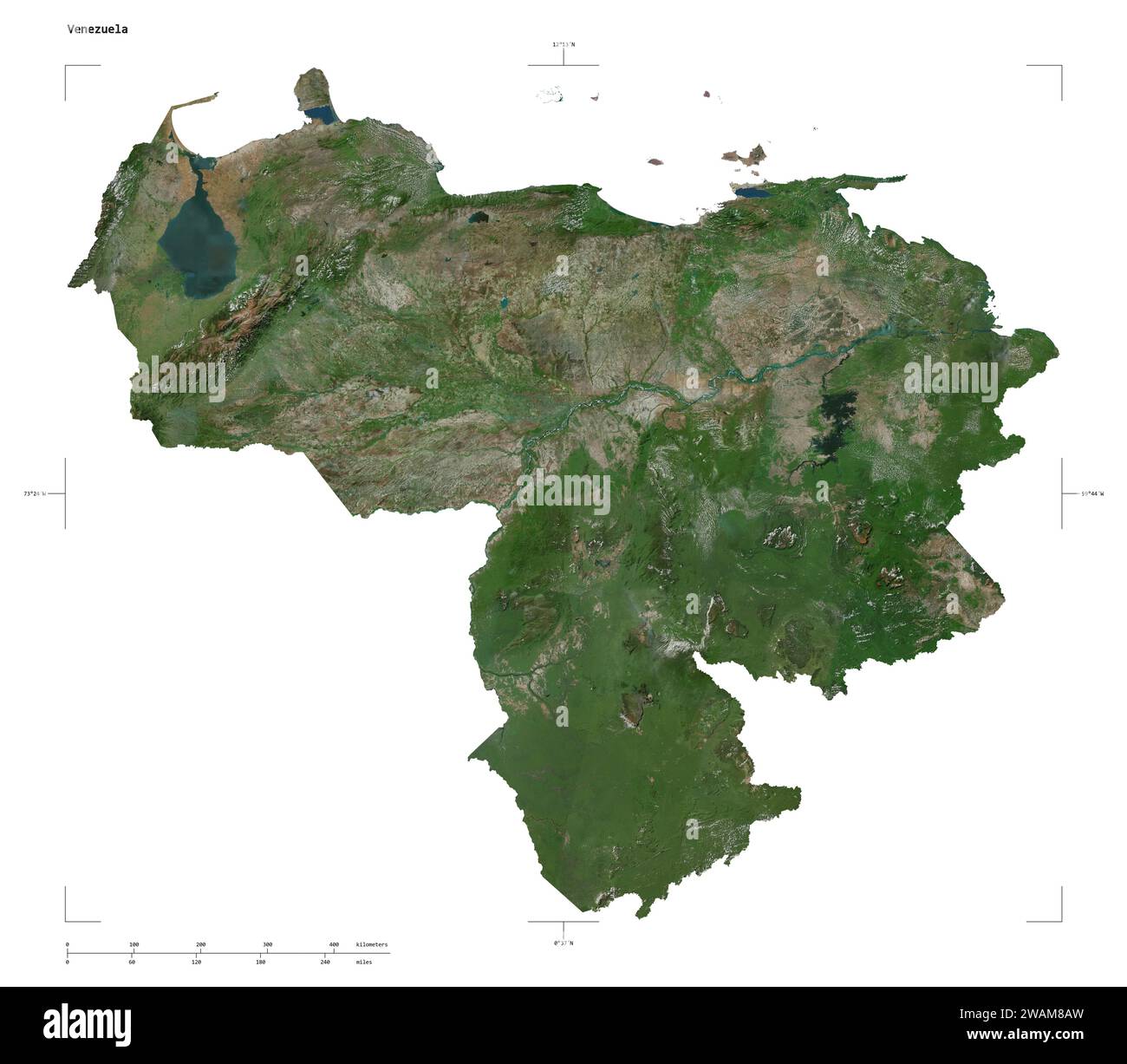 Shape of a high resolution satellite map of the Venezuela, with ...