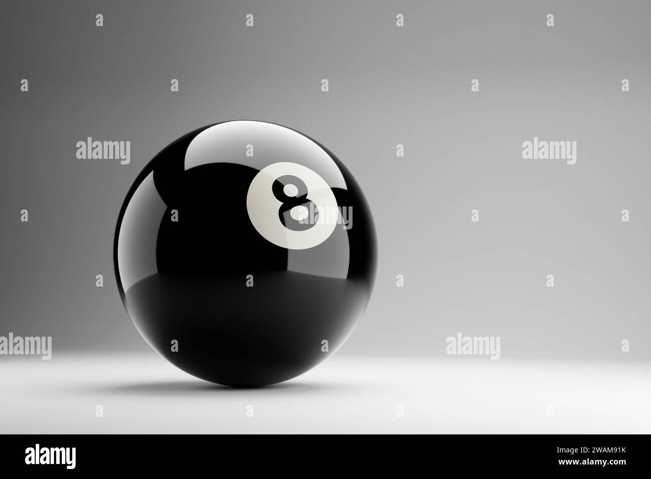 Billiards black eight ball isolated on white background 3d Illustration ...