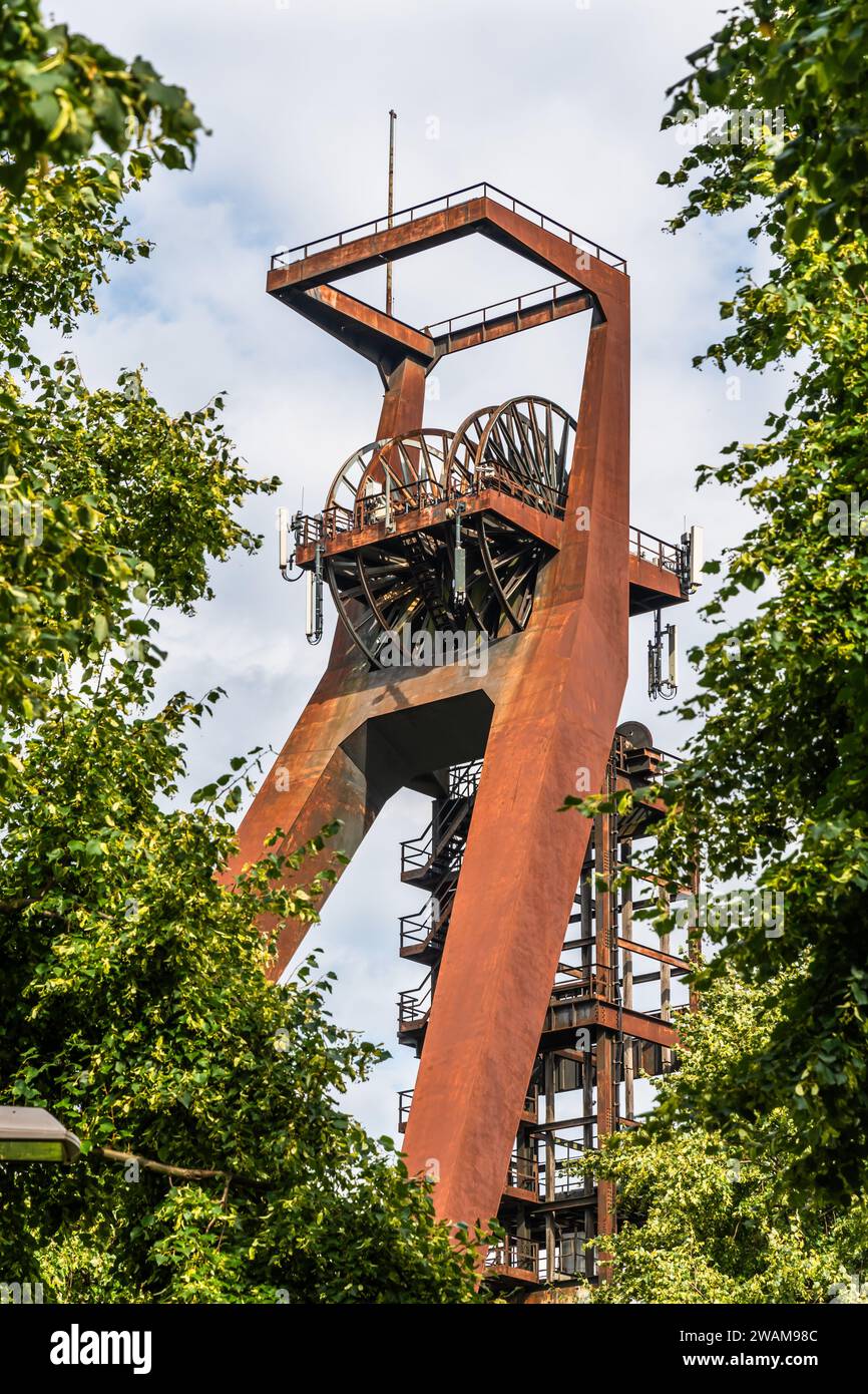 Old mine tower of disused Zeche Recklinghausen II in Germany, Europe ...