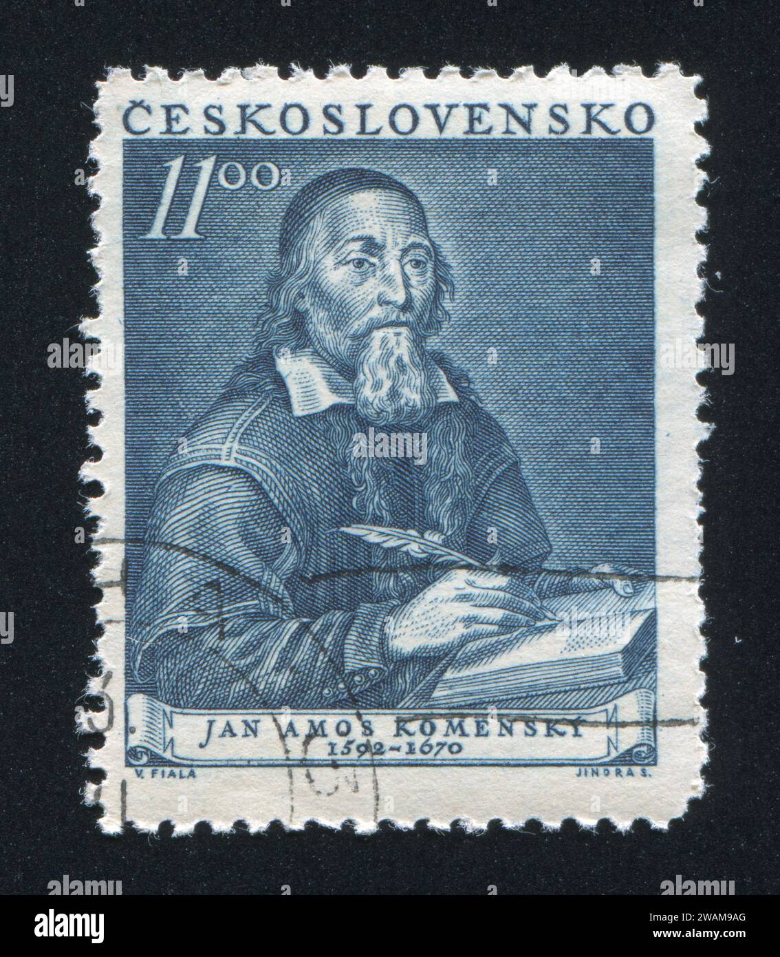 CZECHOSLOVAKIA - CIRCA 1952: stamp printed by Czechoslovakia, shows Jan ...