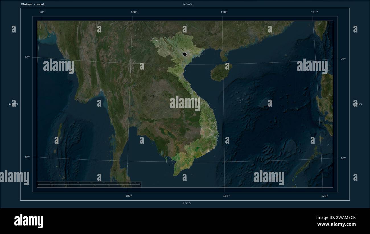 Vietnam highlighted on a high resolution satellite map map with the ...