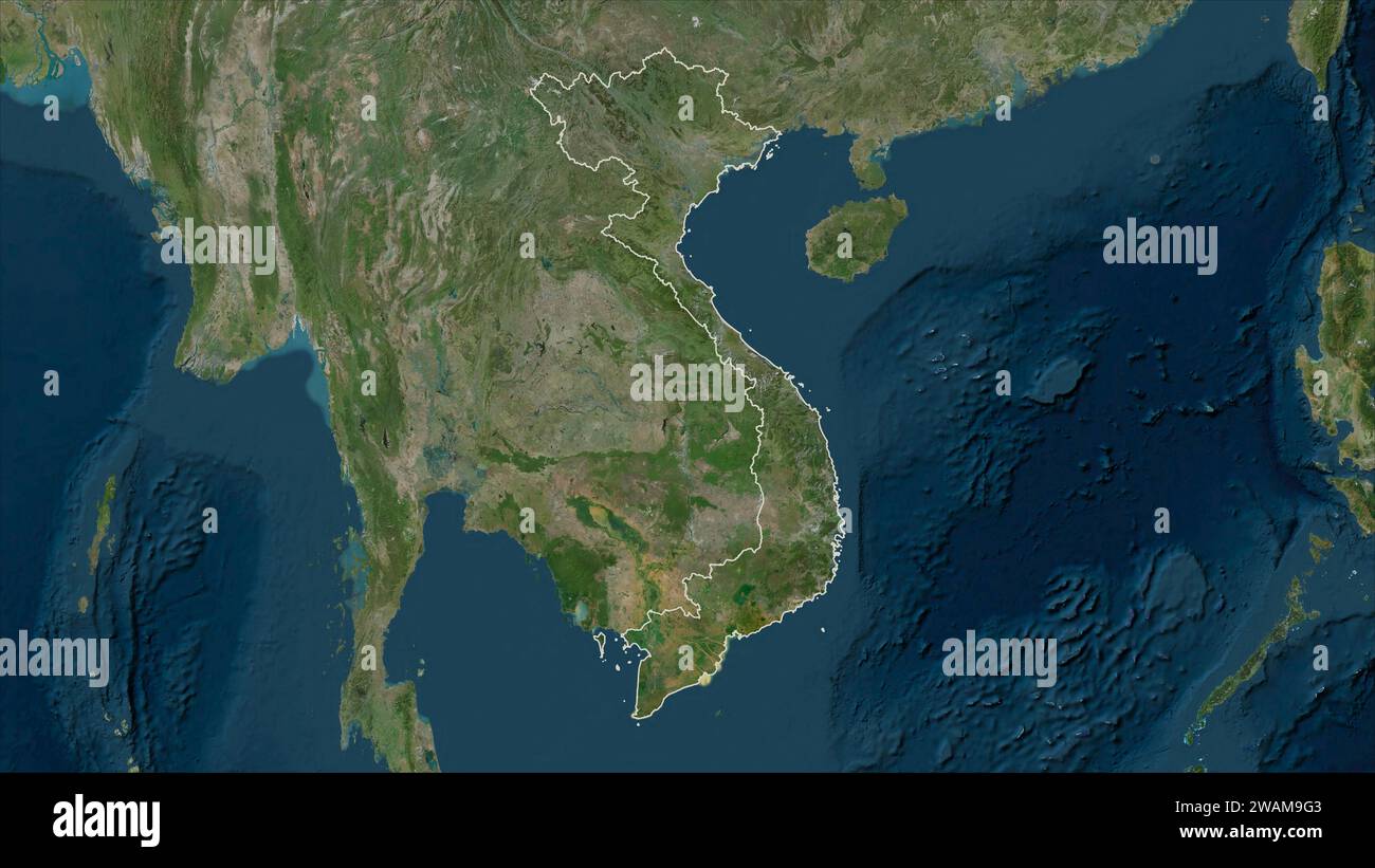Vietnam outlined on a high resolution satellite map Stock Photo - Alamy
